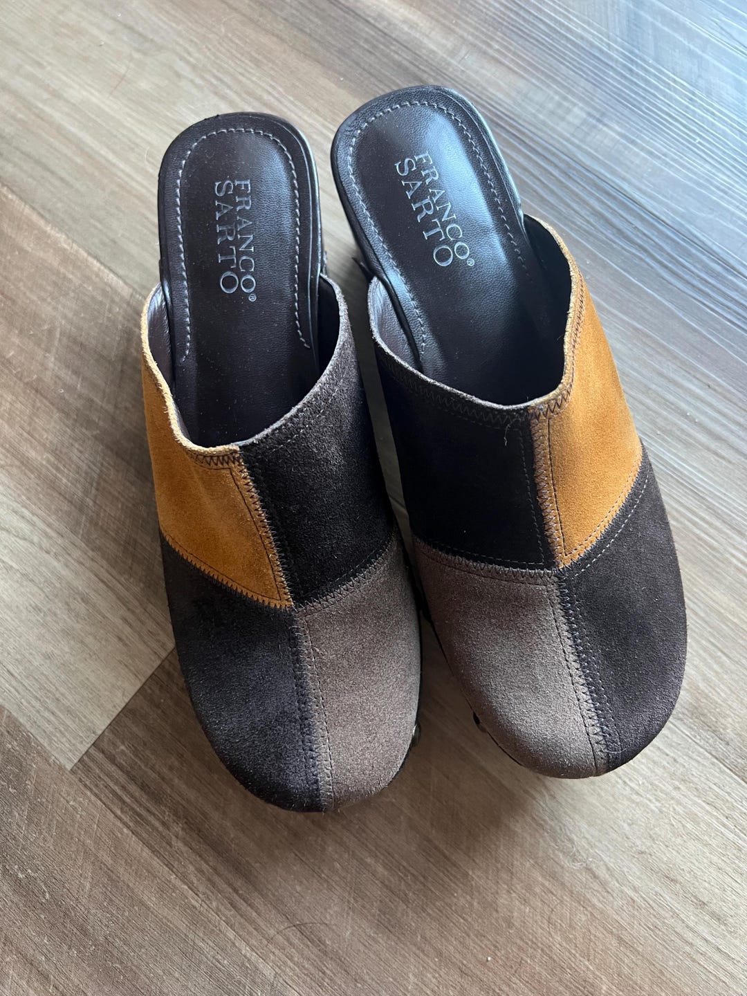 Y2k Nine West Patchwork Suede Clogs - Etsy