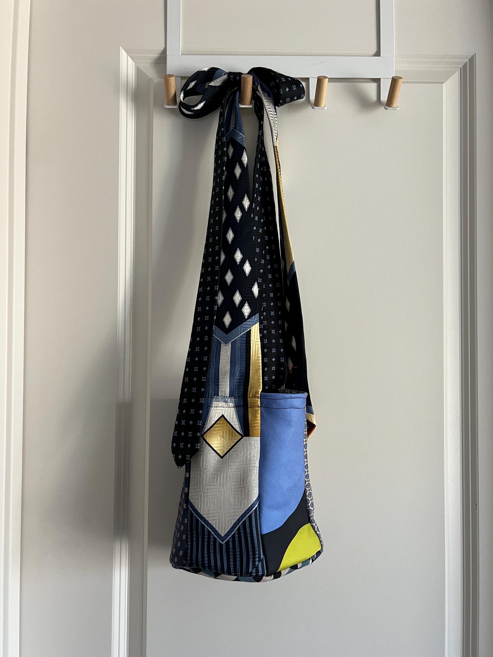 Handmade Bucket Bag Purse Made From Silk Ties - Upcycled Purse With ...