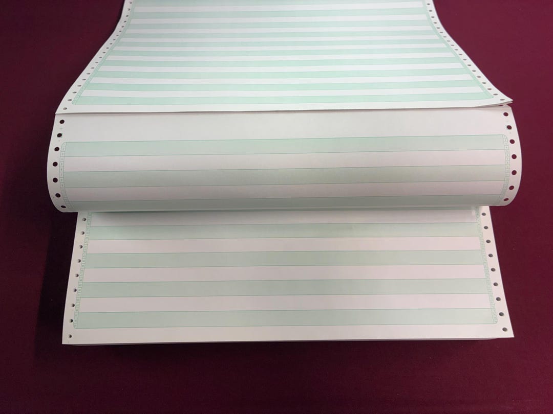 Green Lined Continuous Feed Computer Paper/ Set of 25 - Etsy