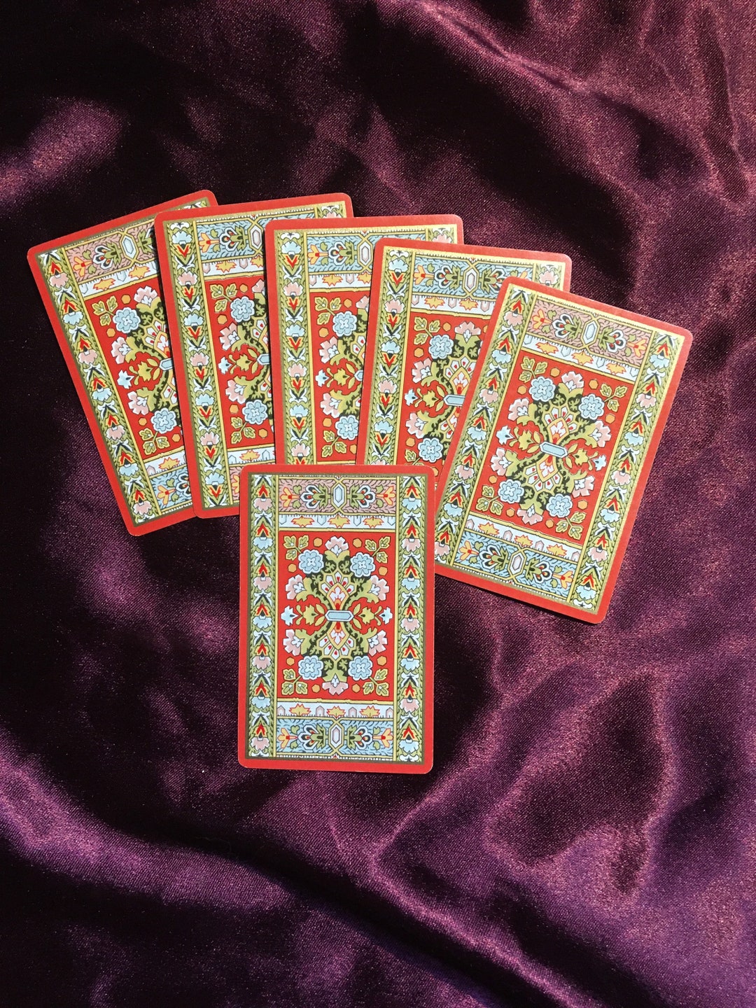 Red Fancy Floral Vintage Playing Cards / Set of 6 Individual Cards - Etsy