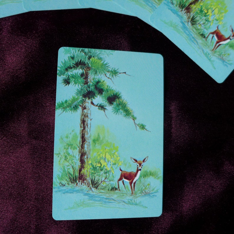 Forest Deer / Set of 6 Individual Vintage Playing Cards | Etsy