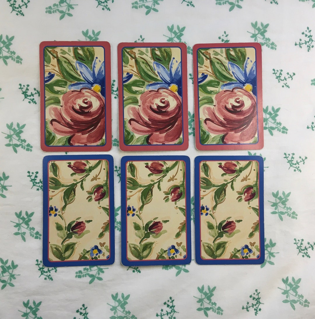 Rose and Rosebud / Vintage Playing Cards / Set of 6 Individual Cards - Etsy