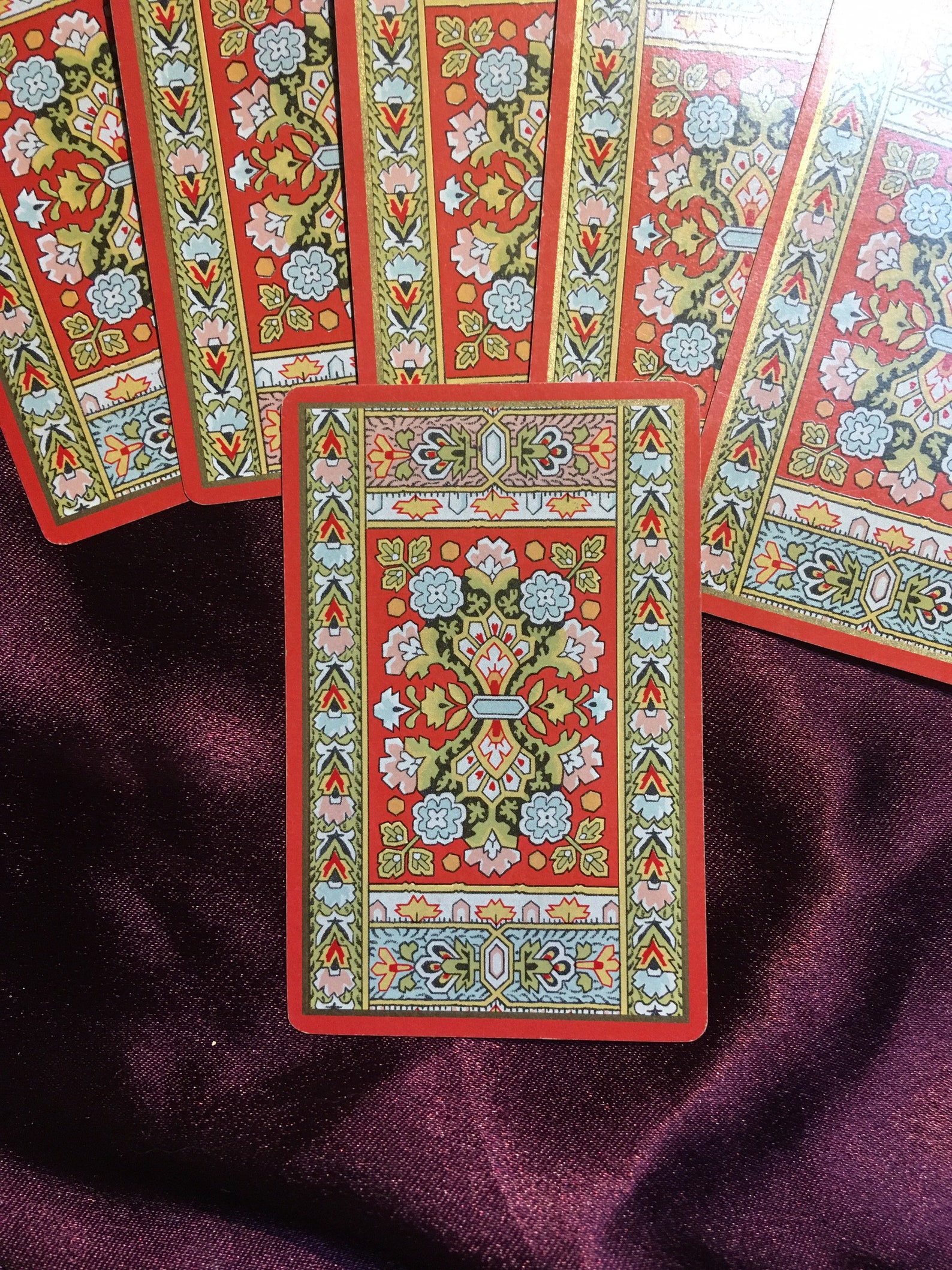 Red Fancy Floral Vintage Playing Cards / Set of 6 Individual - Etsy
