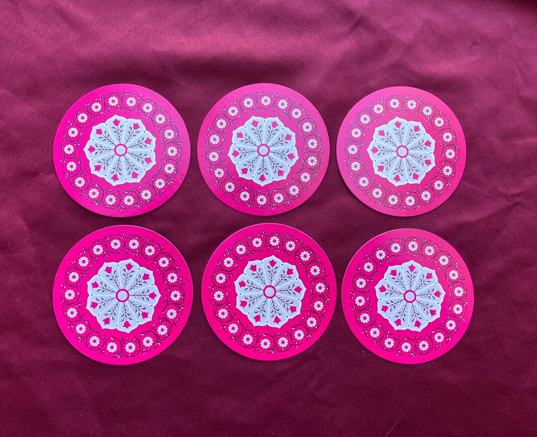 Vintage Pink Round Playing Cards / Set of 6 Individual Cards - Etsy