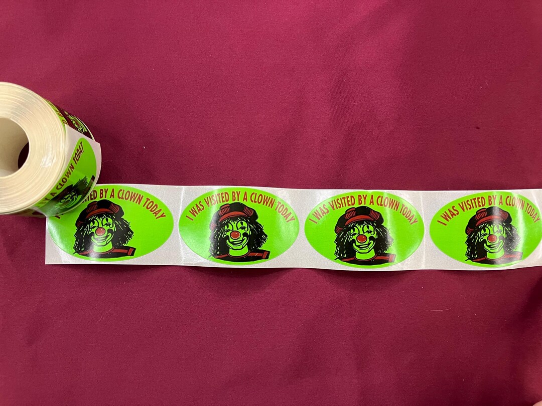 Vintage Clown Stickers / I Was Visited by A Clown Today / 80's Stickers ...