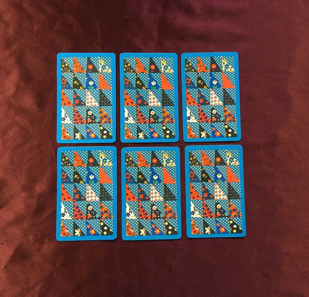 Vintage Blue Patchwork / Quilt / Playing Cards/ Set of 6 Individual ...