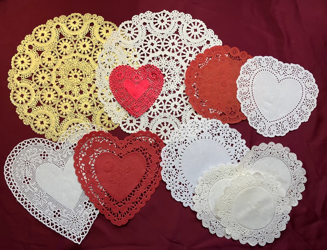 Vintage Doilie Set/ Valentine’s Day/gold - Etsy