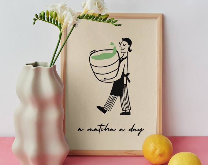 Hand Drawn Kitchen Print but First Matcha Poster Matcha Club Print ...