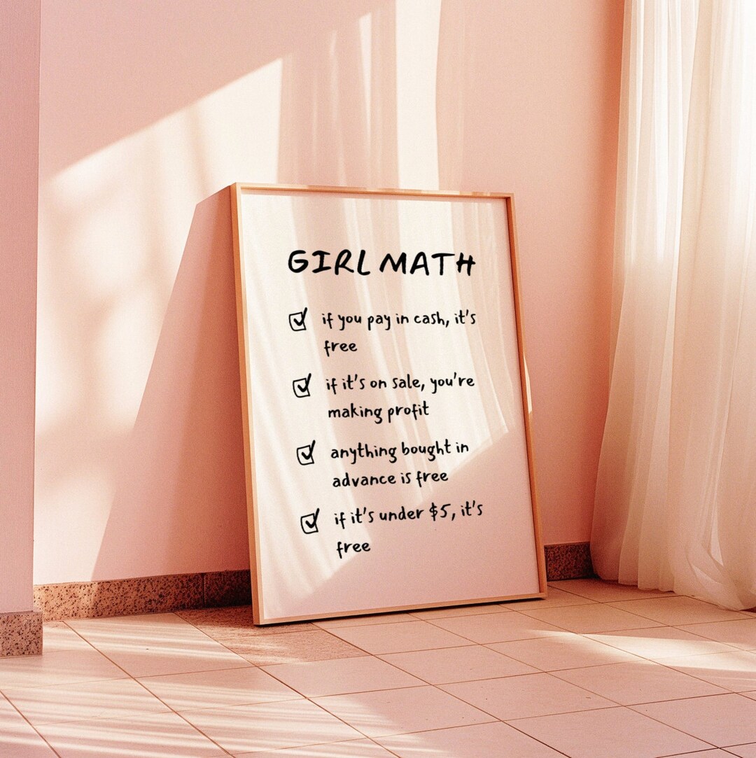 Girl Math Wall Decor - Cute Girly Poster, Gift Idea, Home Decor ...