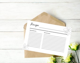 PRINTABLE Recipe Page Template Aesthetic CANVA Recipe Printable Modern ...