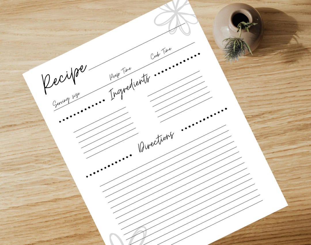 PRINTABLE Recipe Page Template Aesthetic CANVA Recipe Printable Modern ...