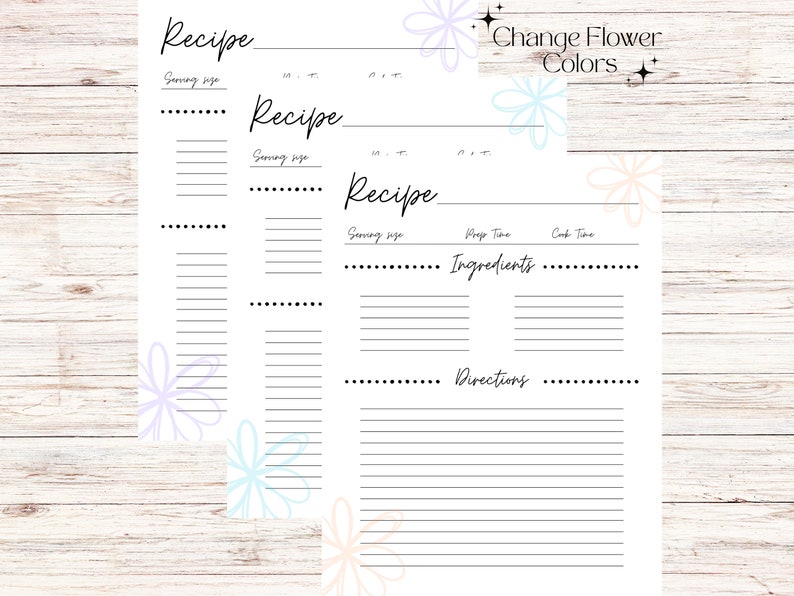 PRINTABLE Recipe Page Template Aesthetic CANVA Recipe Printable Modern ...