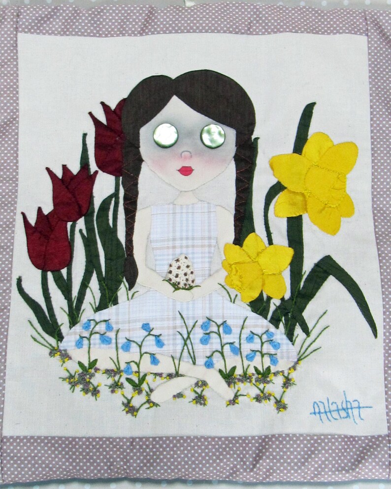 Bella in Spring Flowers - Art Doll Art Quilt Wall Hanging - Etsy