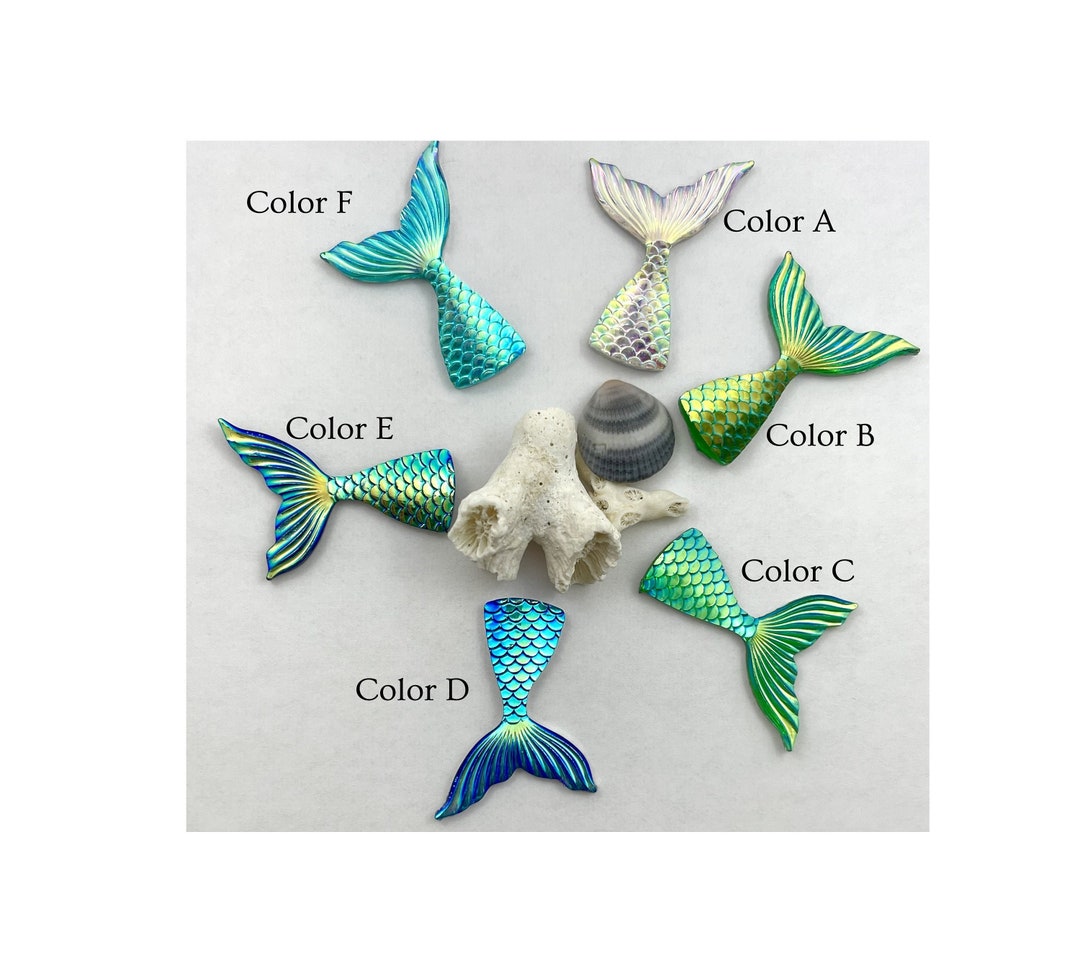 35mm X 30mm Resin Mermaid Tails -6 Different Colors- Silver and Black ...
