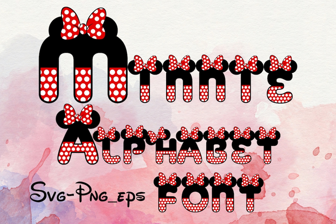 Minnie Font SVG Minnie ALPHABET Font Png,svg,eps Digital Download ...