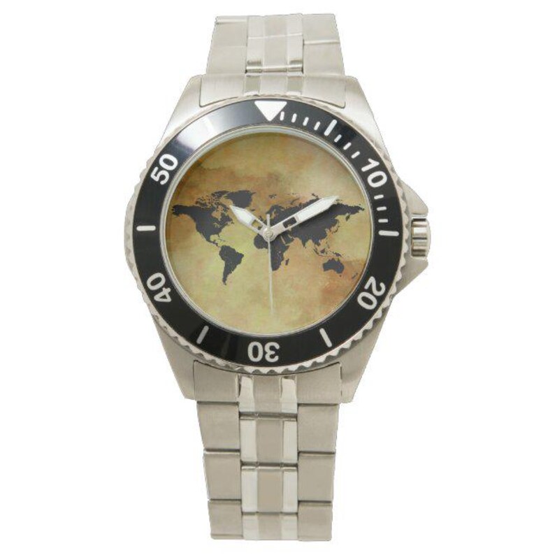 World Map Ewatch Watch for Men, Digital Globe Wristwatch, Timepiece ...