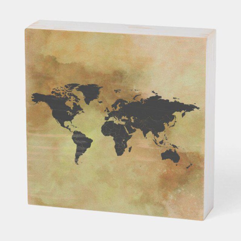 Handmade World Map Wood Box Sign, Traveler Gift, Wanderlust Decor ...