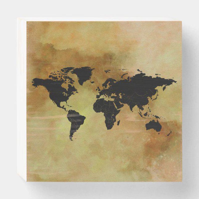 Handmade World Map Wood Box Sign, Traveler Gift, Wanderlust Decor ...
