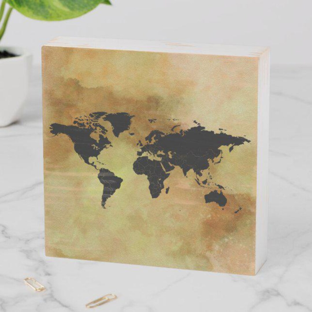 Handmade World Map Wood Box Sign, Traveler Gift, Wanderlust Decor ...
