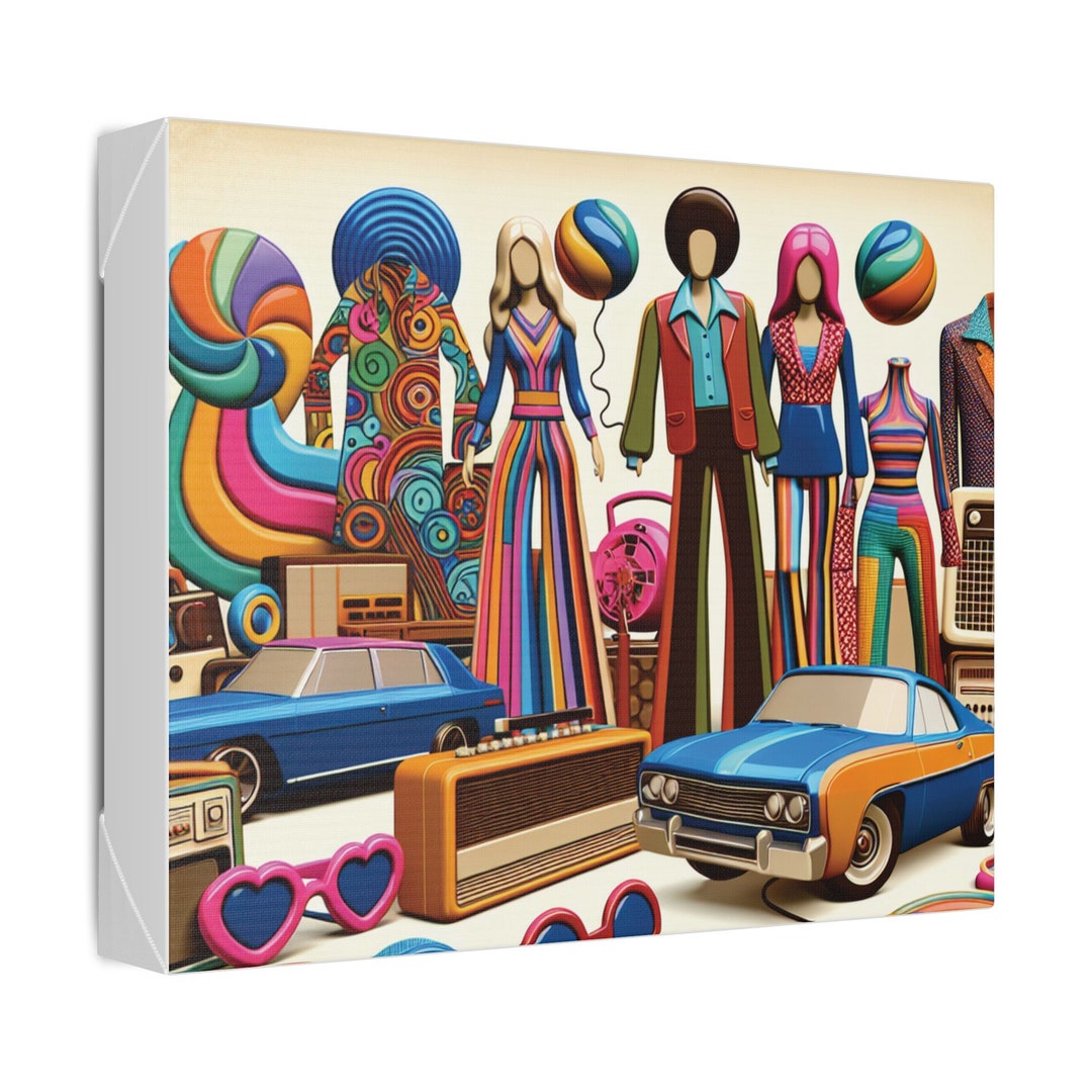 Retro 70s Canvas Art Print, Vintage Vibes Wall Decor, Stretched Canvas ...