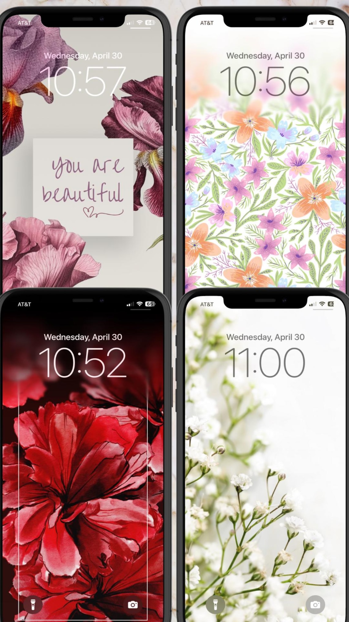 Beautiful Flowers | 18pc iPhone Wallpaper or Lock Screen | Aesthetic ...