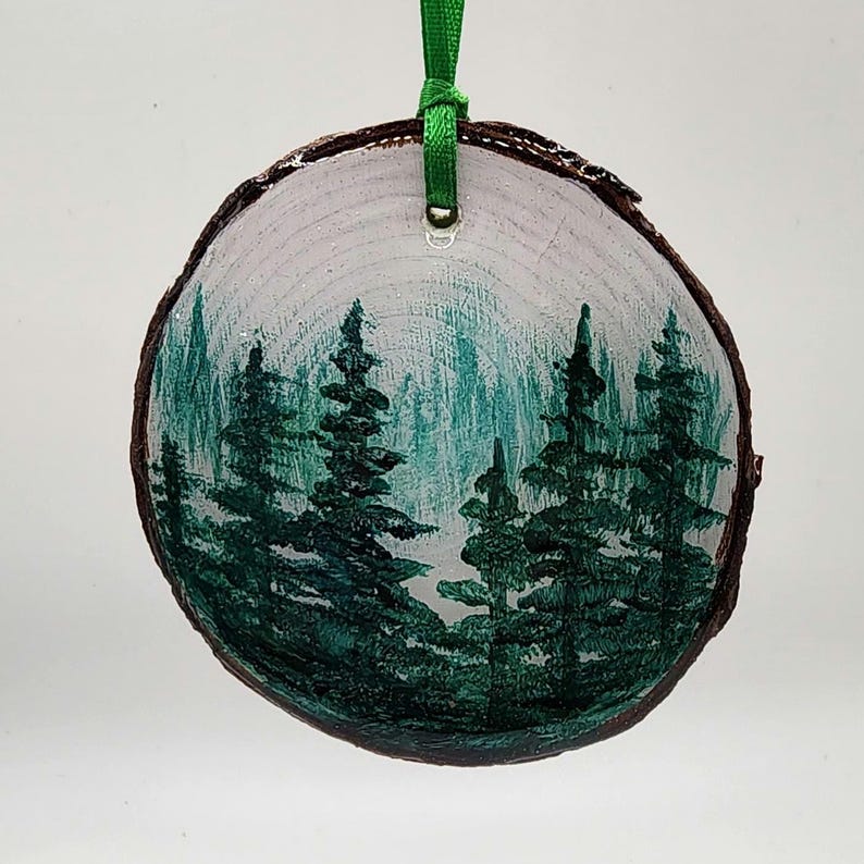 Hand-painted Winter Forest Christmas Ornaments - Etsy
