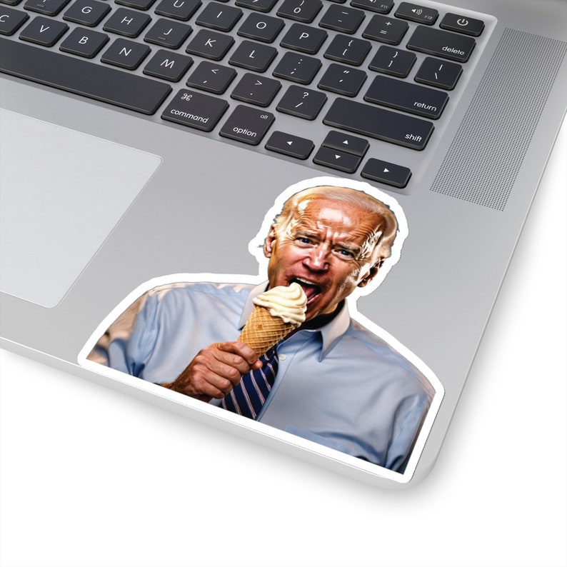 Joe Biden Eating Ice Cream Stickers, Political Sticker, Laptop Decal ...