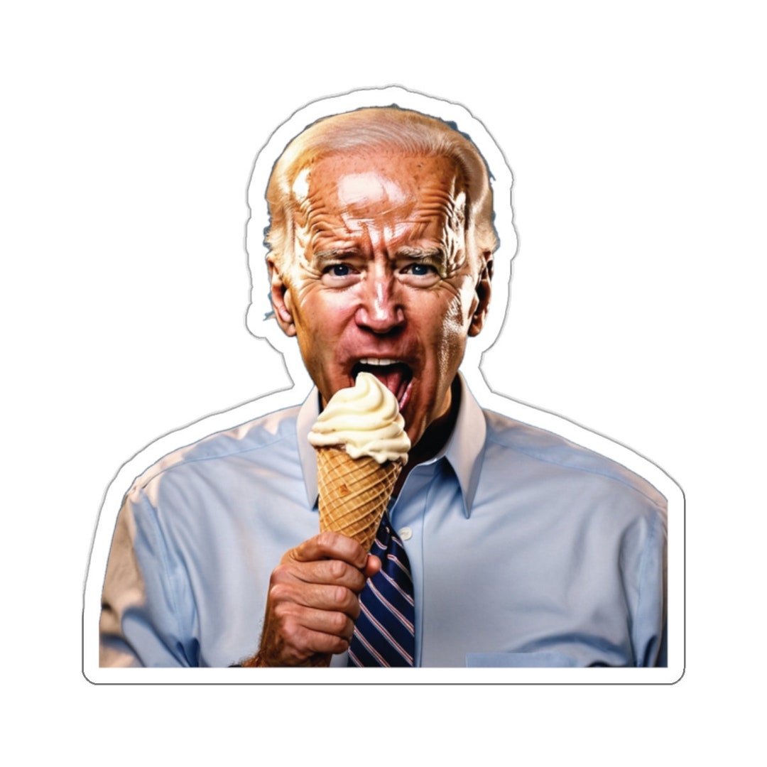 Joe Biden Eating Ice Cream Stickers, Political Sticker, Laptop Decal ...
