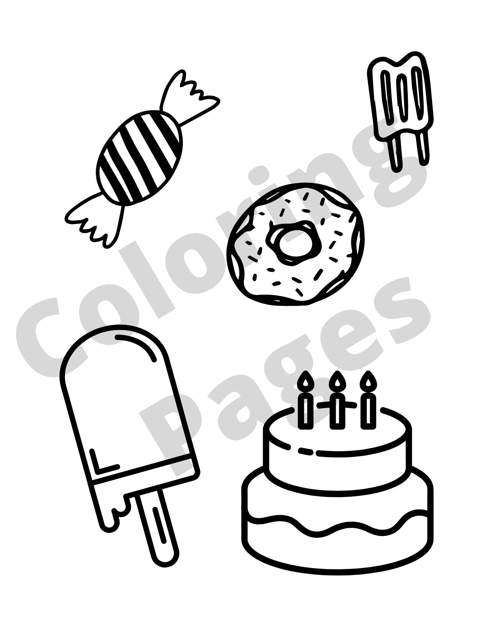 Sweet Treats Theme Coloring Pages - Etsy