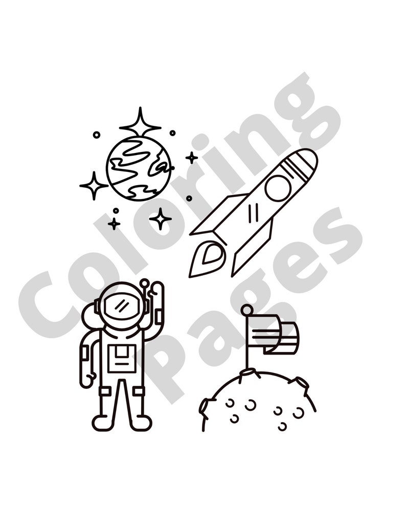 Outer Space Theme Coloring Pages - Etsy