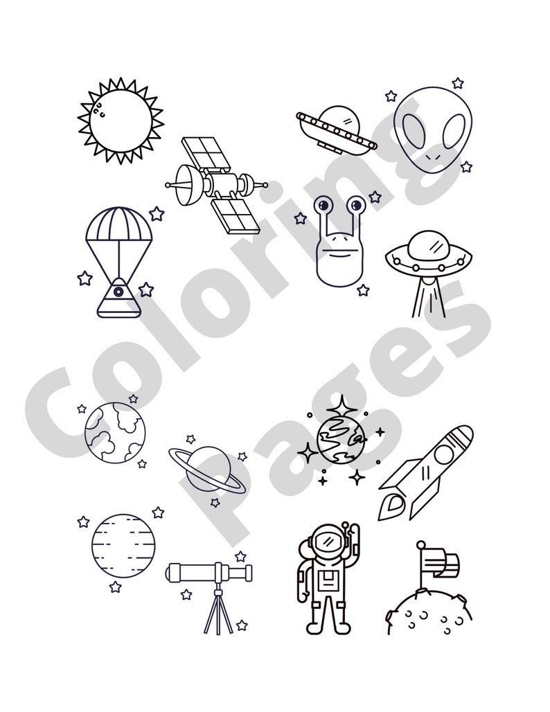 Outer Space Theme Coloring Pages - Etsy