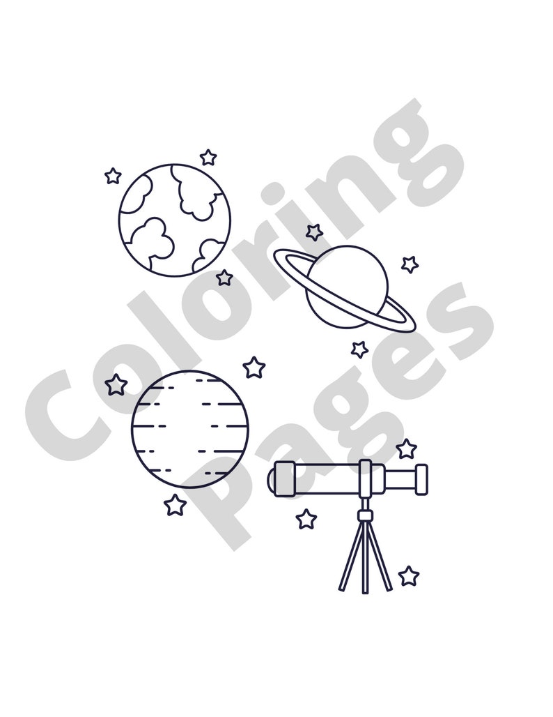 Outer Space Theme Coloring Pages - Etsy