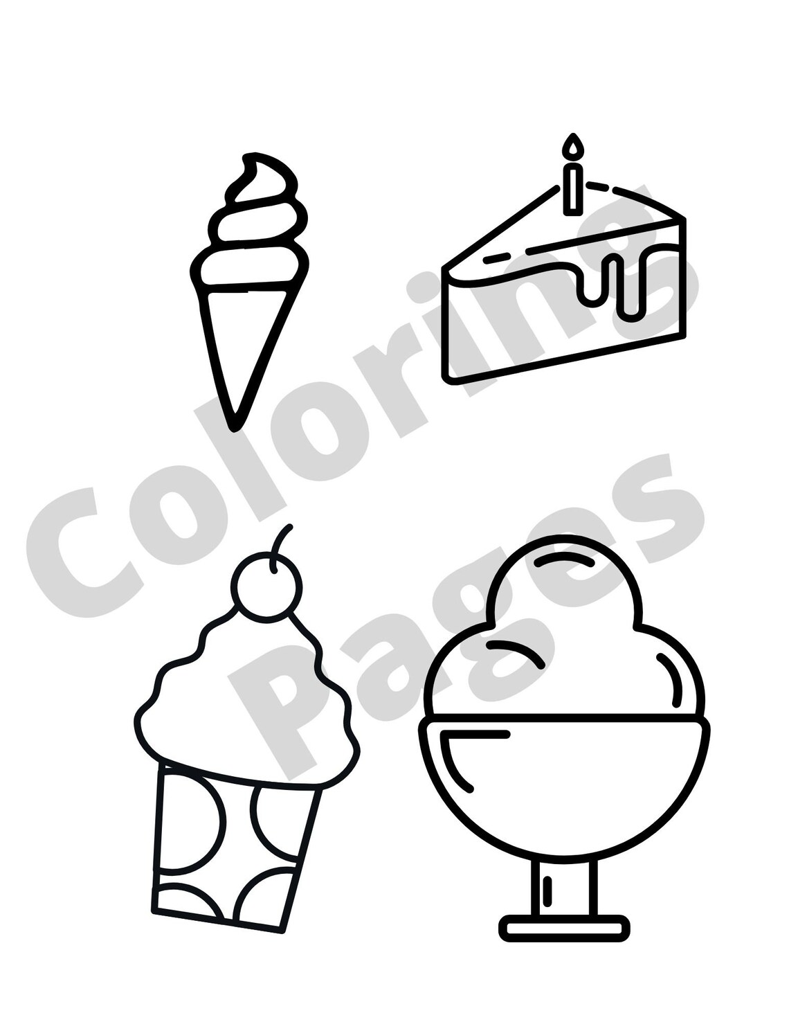 Sweet Treats Theme Coloring Pages - Etsy