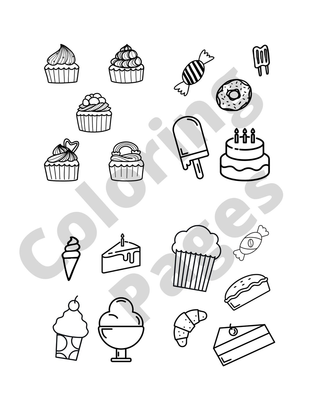 Sweet Treats Theme Coloring Pages - Etsy