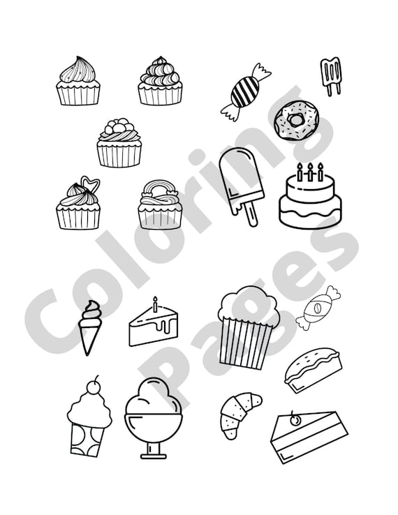 Sweet Treats Theme Coloring Pages | Etsy