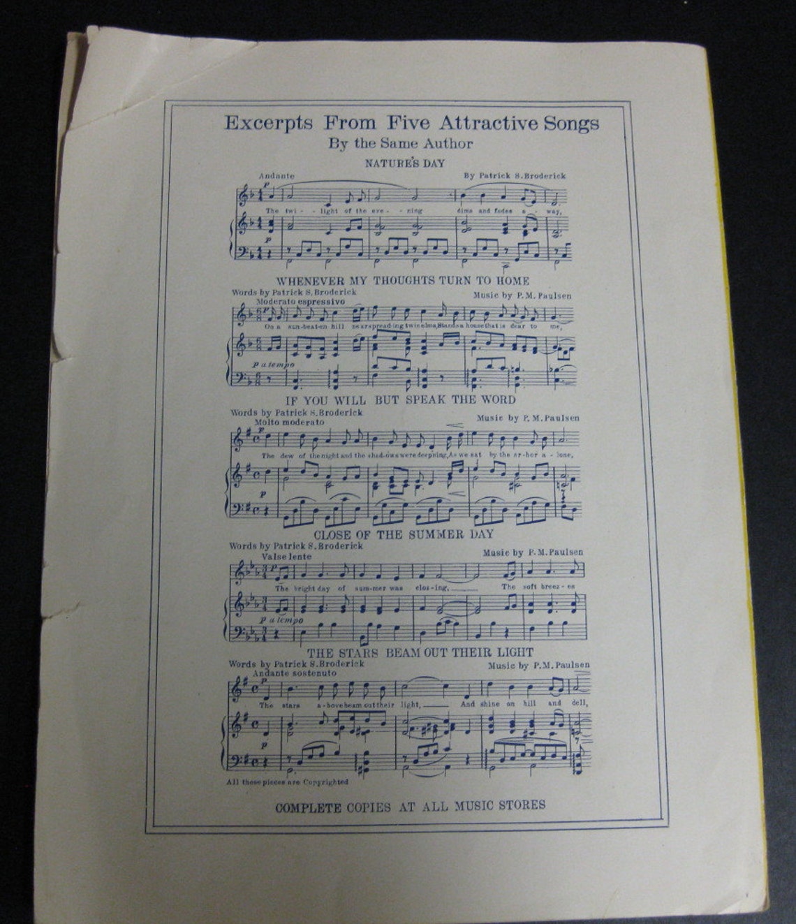 Frame Me Vintage Summer Day Sheet Music Yellow Navy 1924 Song Picture ...