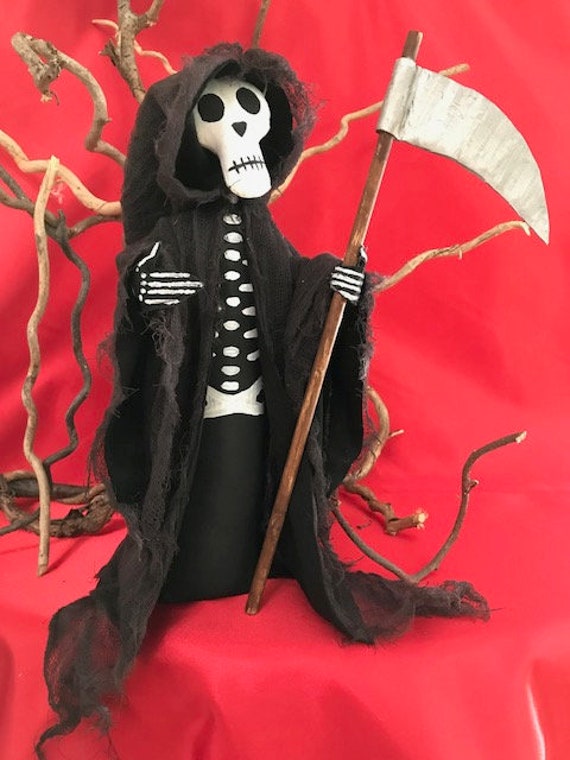 Halloween Ghoul Grim Reaper With Sickle Cloth Doll Mailed - Etsy