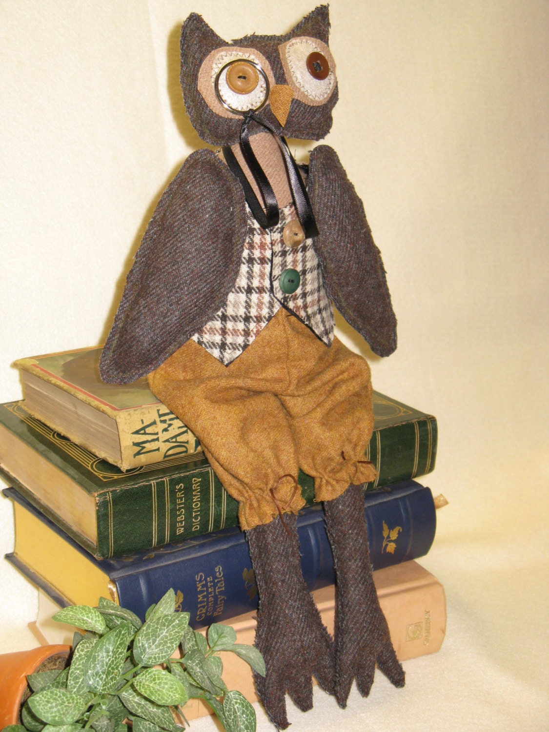 Professor Hootie - Mailed Cloth Doll Pattern 16 in Primitive Wise Old ...