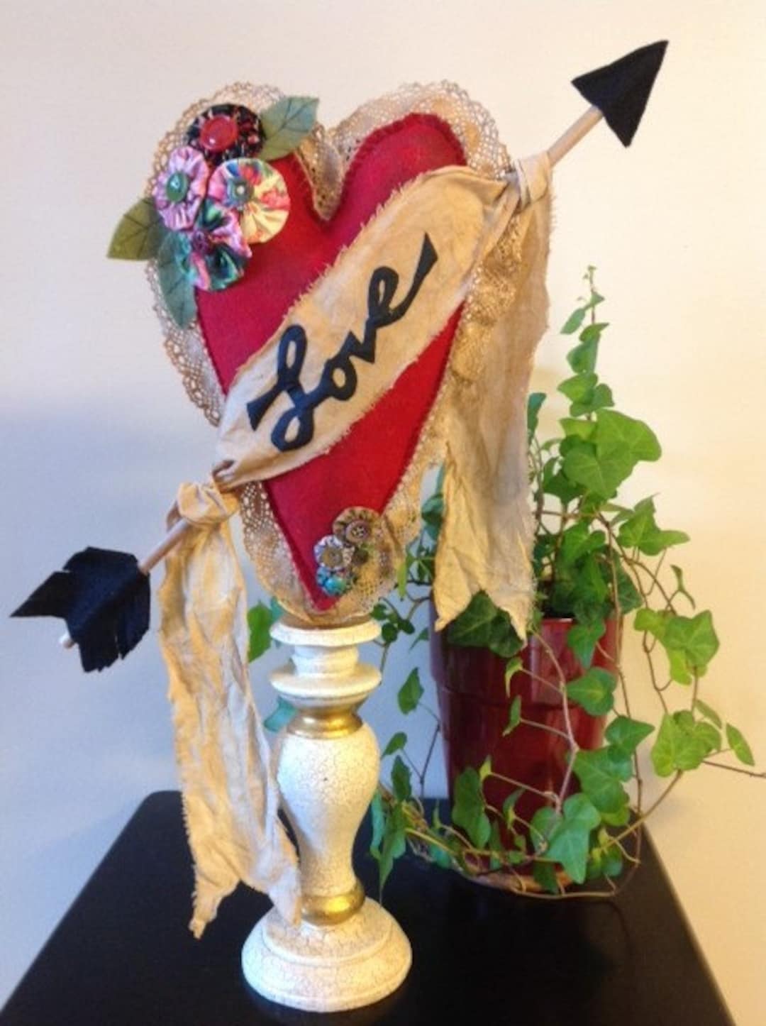 Valentine "love" Heart - Sewing E-pattern Decorative Vintage Primitive ...