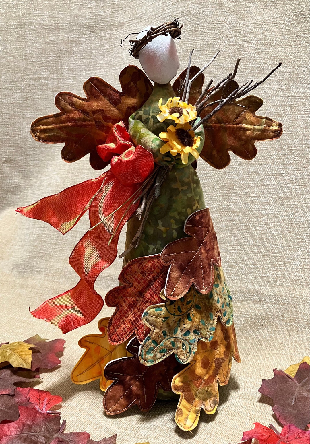Autumn Leaves Angel PDF Digital Epattern Cloth Doll Sewing Pattern Fall ...