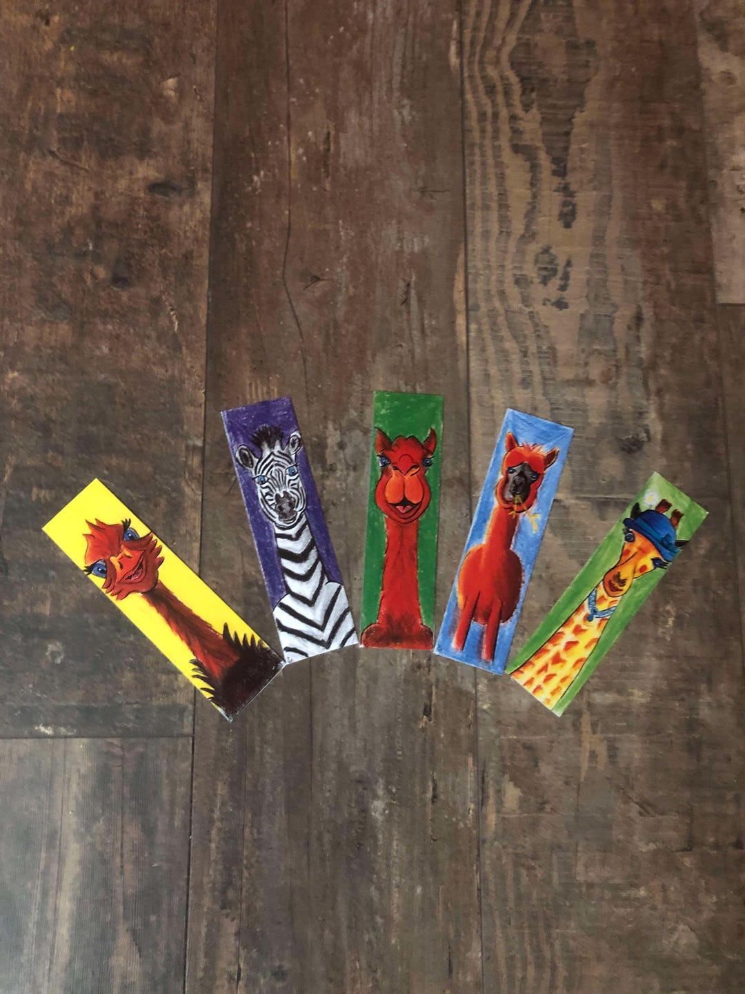 Set of 3 Double-sided Illustrated Bookmarks, Bookmarks, Animals ...