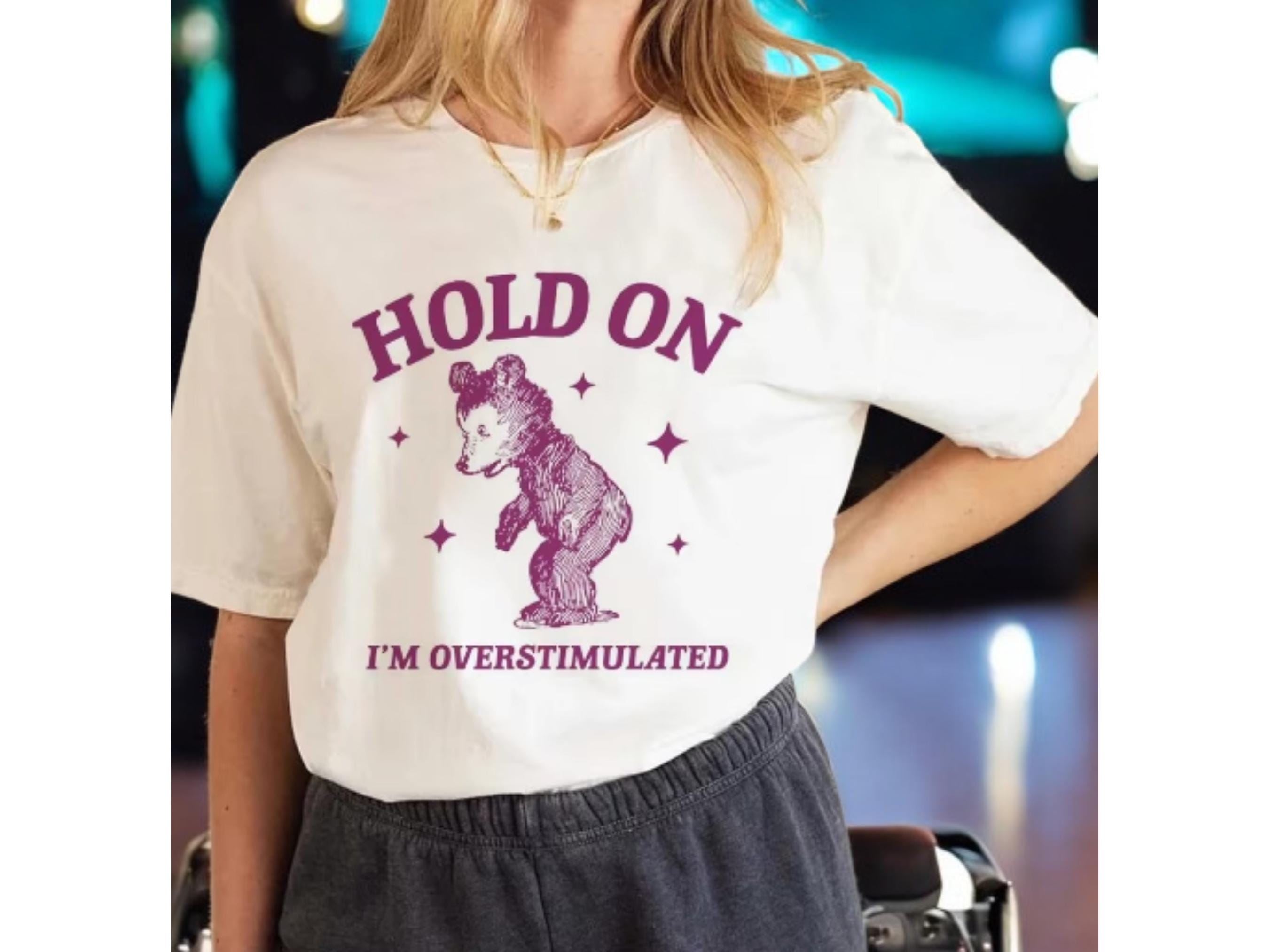 Hold on I'm Overstimulated Shirt, Bear Shirt, Meme Shirt, Cool Shirt ...