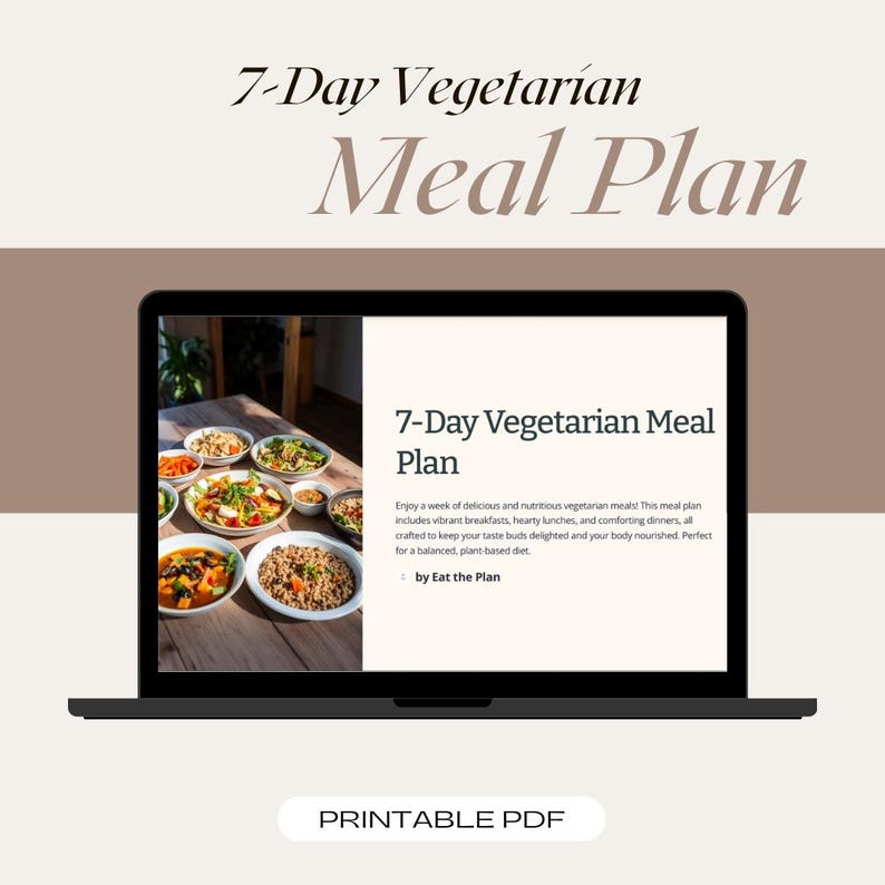 7-day Vegetarian Meal Plan With Easy Recipes and Grocery List - Etsy