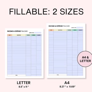Income and Expense Tracker Printable and Fillable Monthly Spending ...