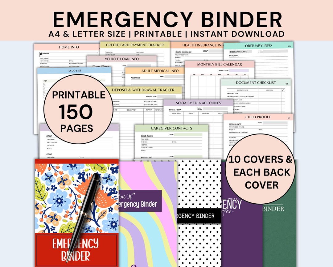 End of Life Planner Printable, Emergency Binder Planner, Just in Case ...