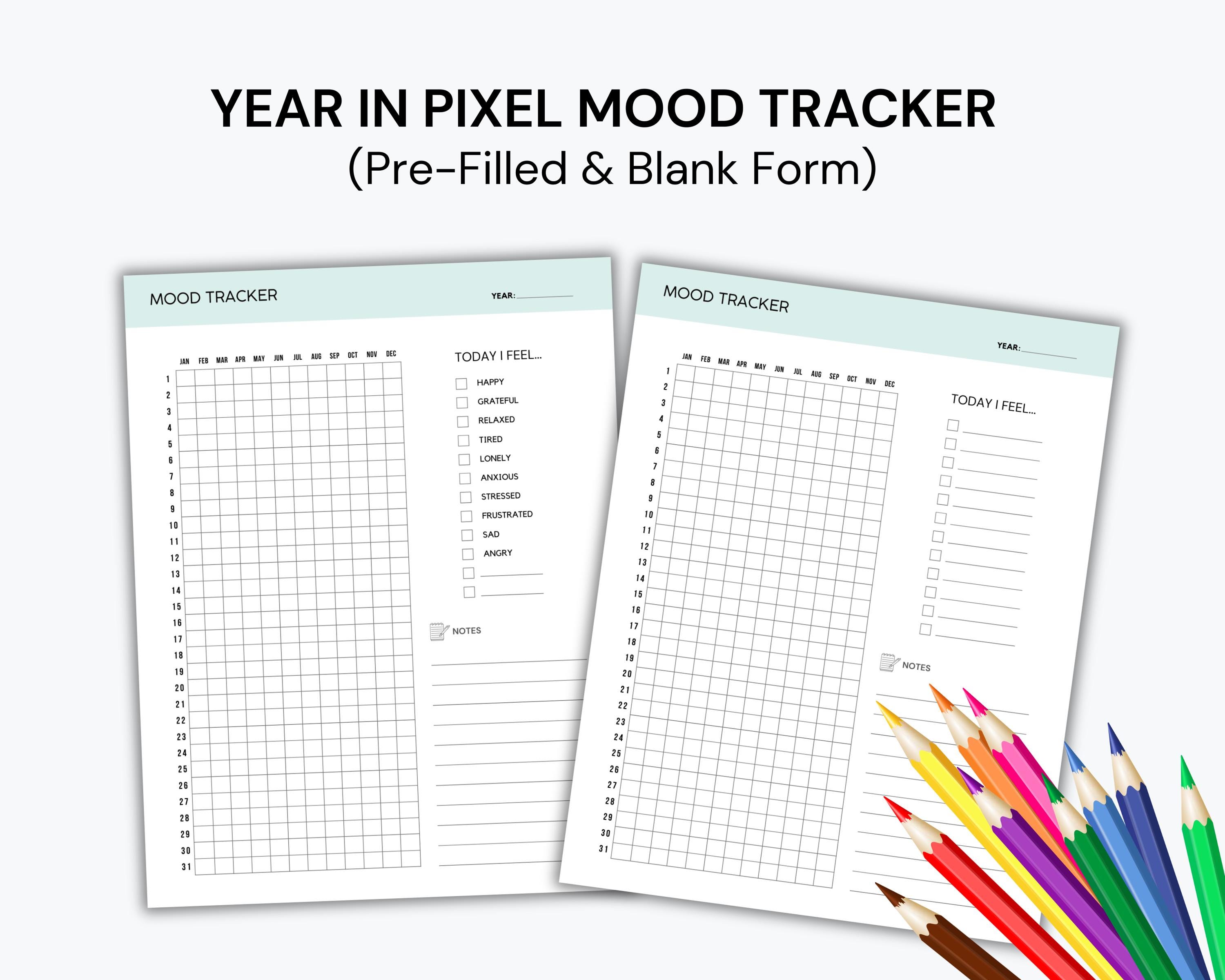 Mood Tracker Printable With Mood Journal Prompts Self Care Planner ...