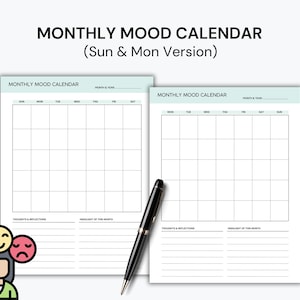 Mood Tracker Printable With Mood Journal Prompts Self Care Planner ...