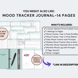 Mood Tracker Printable Mood Journal Prompts Daily Mental Health Planner ...