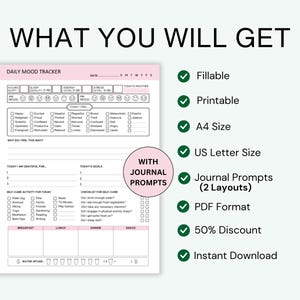 Mood Tracker Journal Fillable and Printable Journal Prompts Mood ...