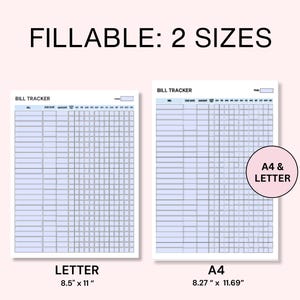 Bill Tracker Fillable Bill Payment Tracker Printable Personal Finance ...